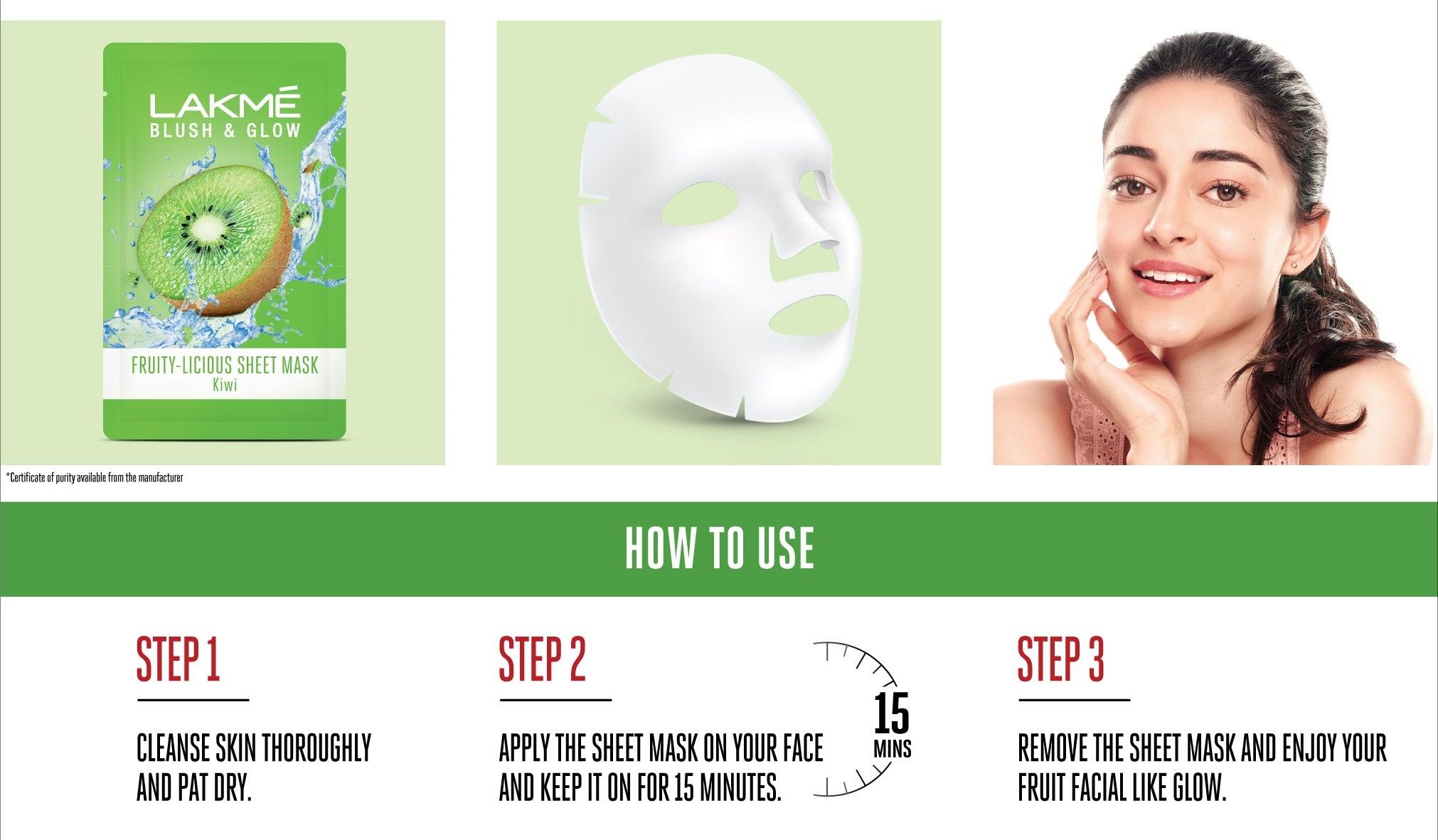 Foxy.in : Buy Lakme Blush & Glow Kiwi Sheet Mask (25ml) online in India ...