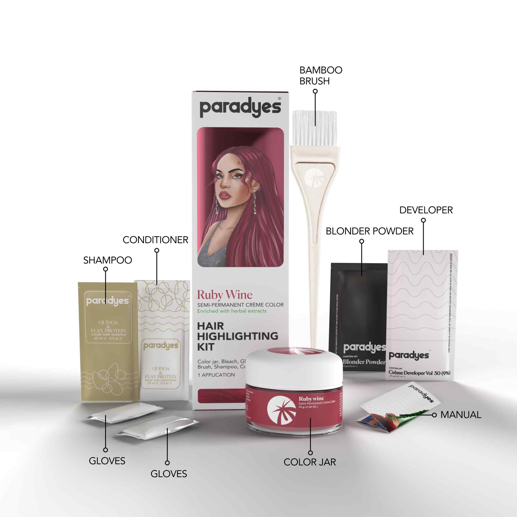 Foxy.in : Buy Paradyes Ruby Wine Highlighting Kit (Pack of 1) online in ...