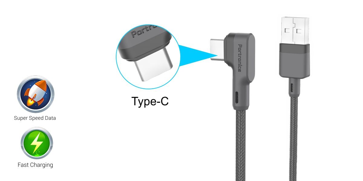 Foxy.in : Buy Portronics Konnect L 1.2M Fast Charging 3A Type-C Cable ...