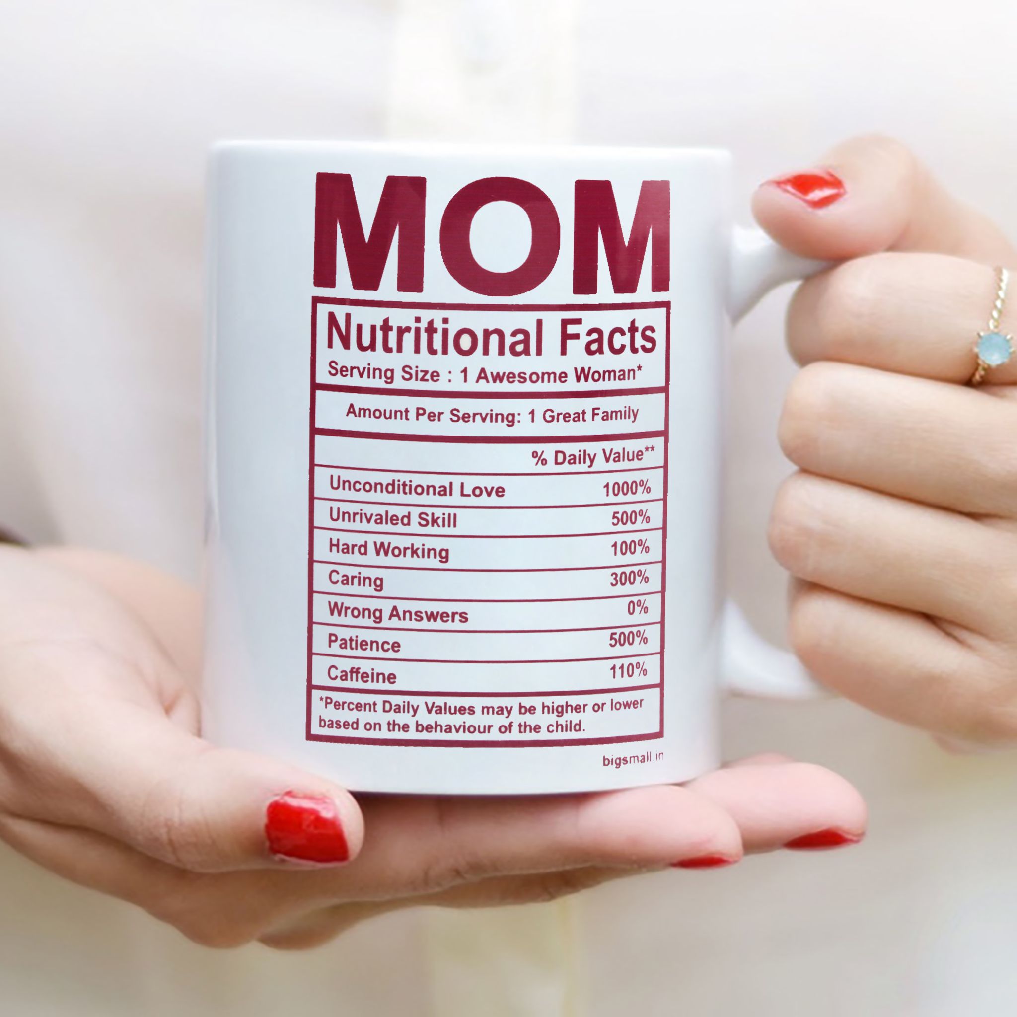 Foxy.in : Buy Bigsmall Mom Nutritional Facts Mug online in India on ...