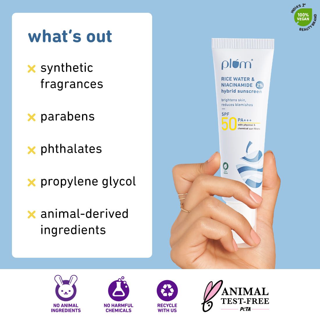 Foxy.in : Buy Plum 2% Niacinamide & Rice Water Hybrid Face Sunscreen ...