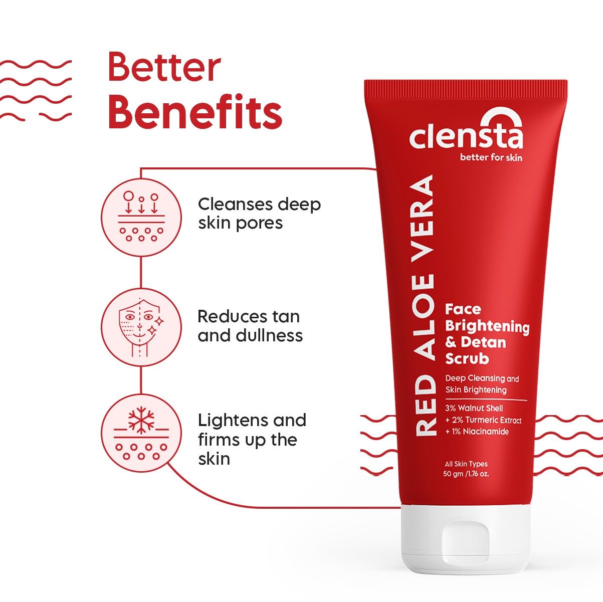 Foxy.in : Buy Clensta Face Brightening & Detan Scrub (50g) online in ...