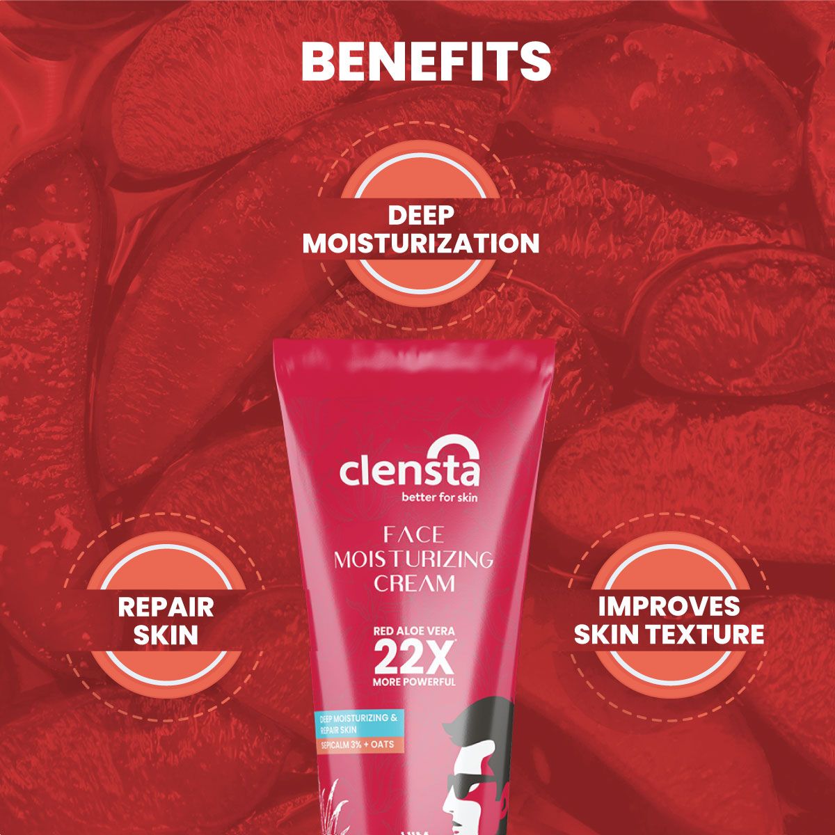 Foxy.in : Buy Clensta Face Moisturizing Cream With 3% Sepicalm & Oats ...