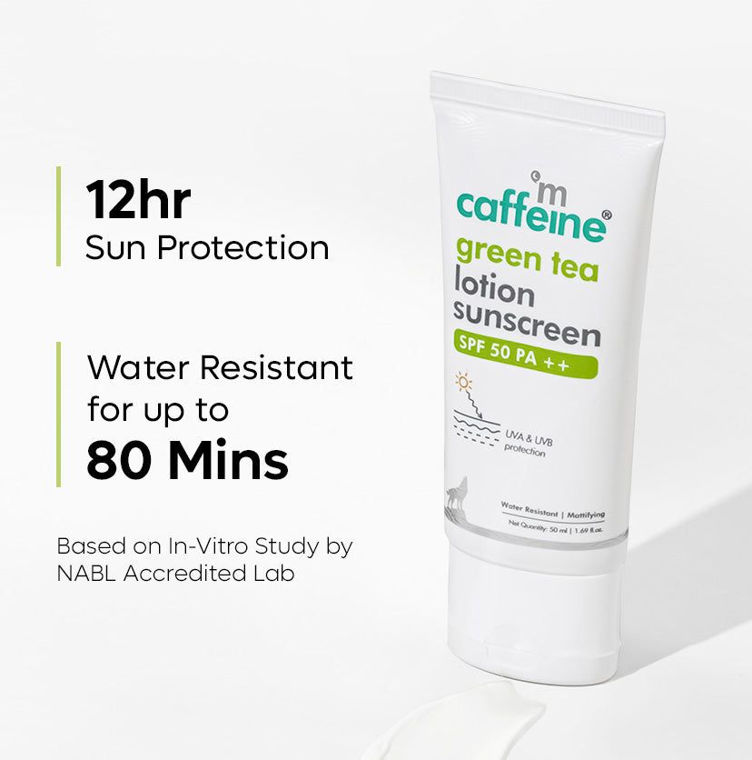 Foxy.in : Buy mCaffeine Green Tea Lotion Sunscreen SPF 50 PA ++ (50ml ...