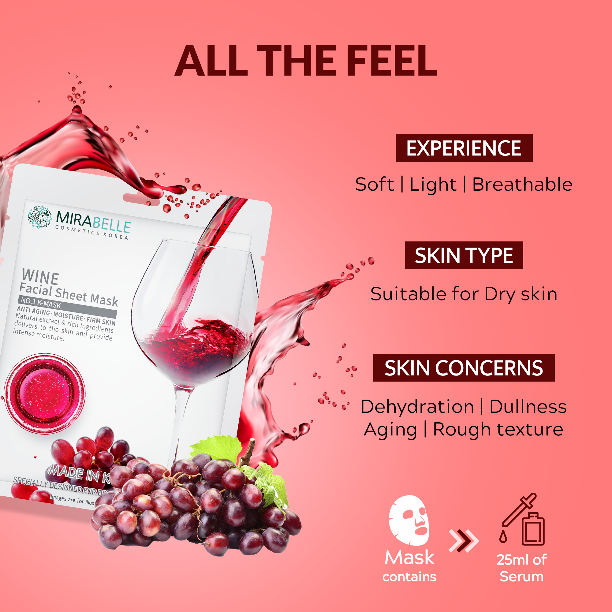 Foxy.in : Buy Mirabelle Korea Wine Facial Sheet Mask online in India on ...
