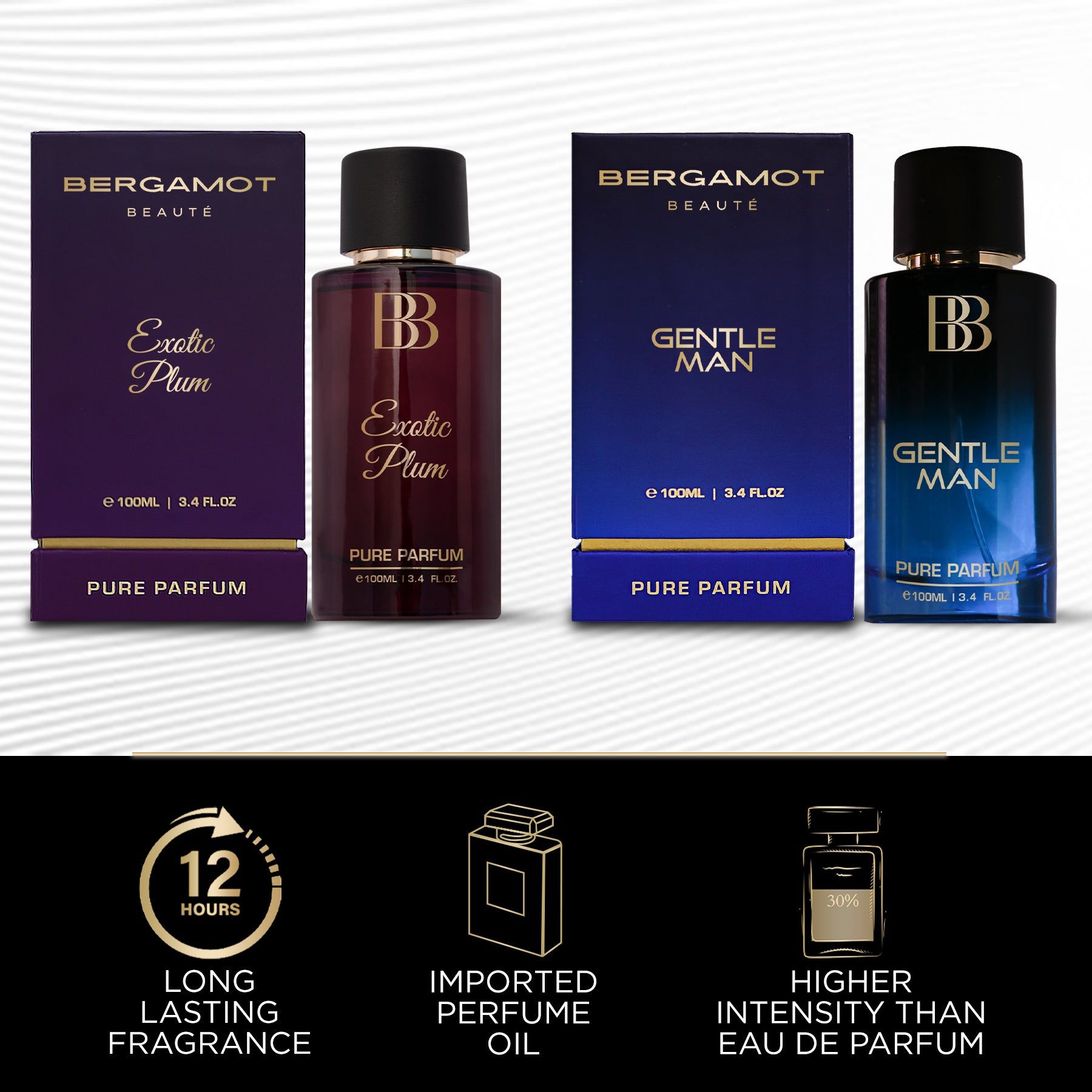 Foxy.in : Buy Bergamot Beauté Exotic Plum & Gentle Man Pure Perfumes for Couple (Pack of 2 ...